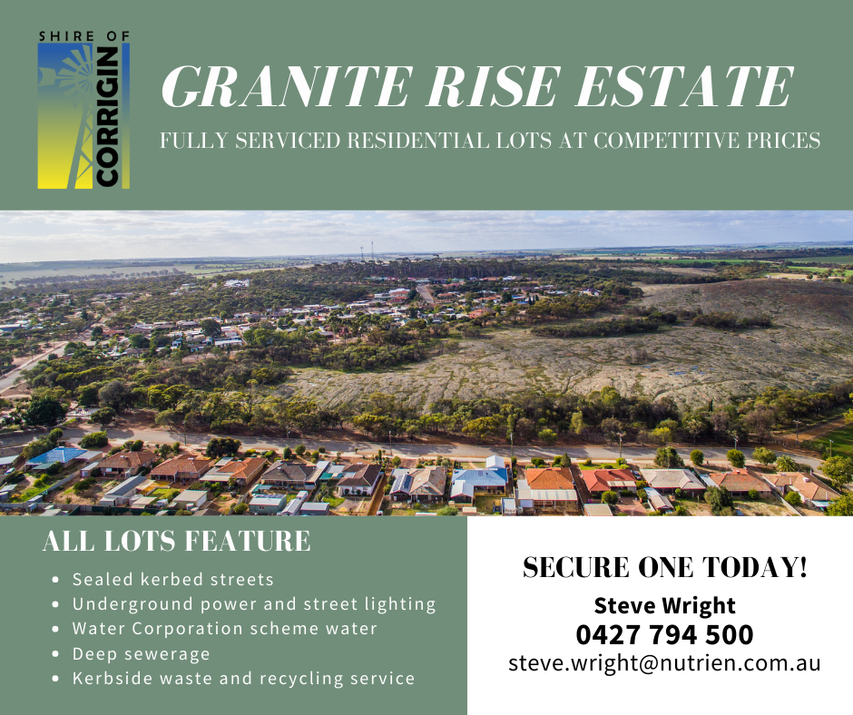 News Story - SELLING NOW - GRANITE RISE ESTATE » Shire of Corrigin