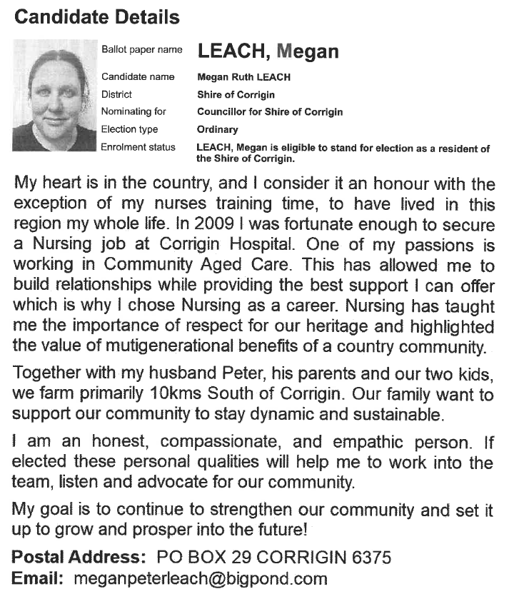 Elections » Shire of Corrigin